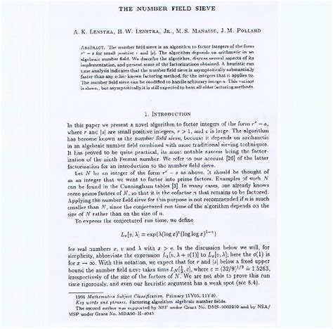 Pdf The Development Of The Number Field Sieve