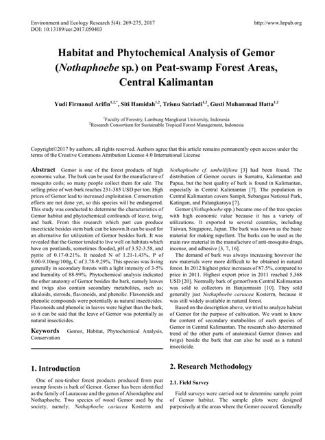 Pdf Habitat And Phytochemical Analysis Of Gemor Nothaphoebe Sp On