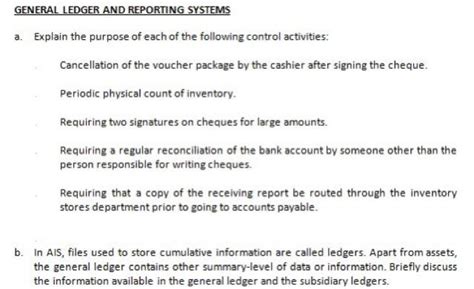 Solved General Ledger And Reporting Systems A Explain The