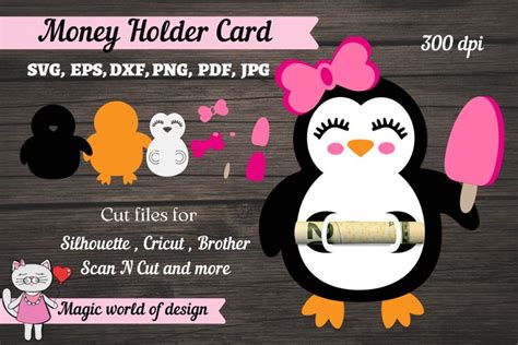 Penguin Money Card Svg 3d Paper Cutting Template Svg