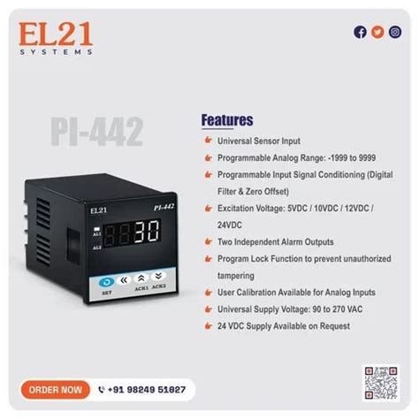 Panel Mount El21 Pi 44 Process Indicator 4 Digits Single Row At ₹ 1880