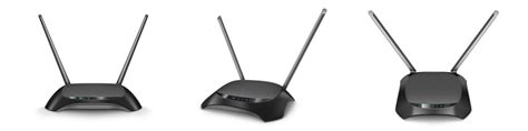 Wifi Router Front Top Angle And Side View Mockup Vector Image
