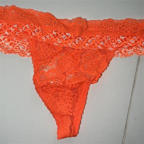 Victorias Secret Womens Orange And Black Panties Depop