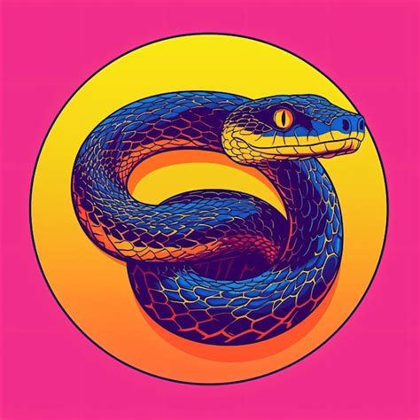 Premium Ai Image Colorful Python Snake Vector Illustration Neon Pink