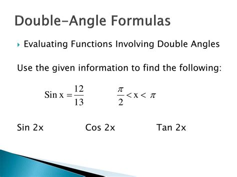 PPT Double Angle And Half Angle Formulas PowerPoint Presentation Free Download ID