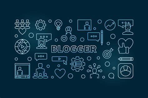 블로거 벡터 블루 크리에이티브 윤곽선 수평 일러스트 레이 션 개념에 대한 스톡 벡터 아트 및 기타 이미지 개념 경영자 광고 Istock