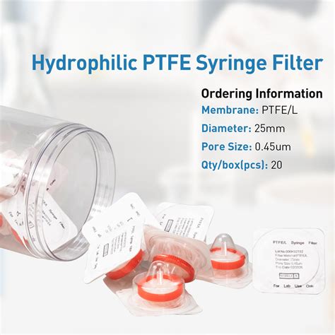 Sterilized Syringe Filter Ptfe 20 Pack 045 Um Pore