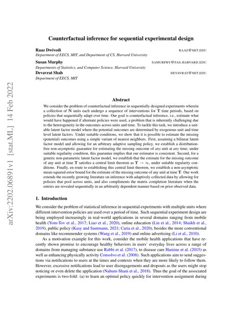 Pdf Counterfactual Inference For Sequential Experimental Design