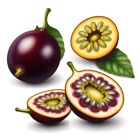 Premium Vector Passionfruit Vector Set White Background Isolated A