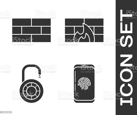 Set Smartphone With Fingerprint Scanner Bricks Safe Combination Lock Wheel And Firewall Security