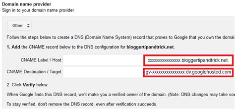 How To Verify Site Ownership Using Cname Record Blogger Tips And Tricks