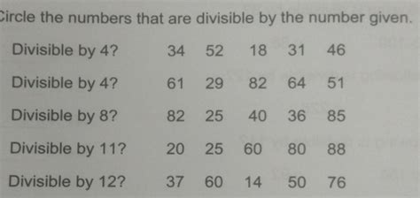 Solved Circle The Numbers That Are Divisible By The Number Given