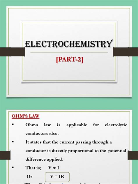 Part 2 Electrochemistry Pdf Physics Chemistry