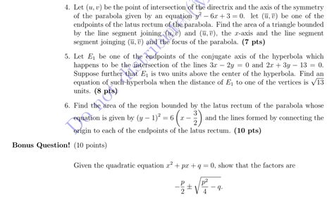 solved 4 let u v be the point of intersection of the directrix and