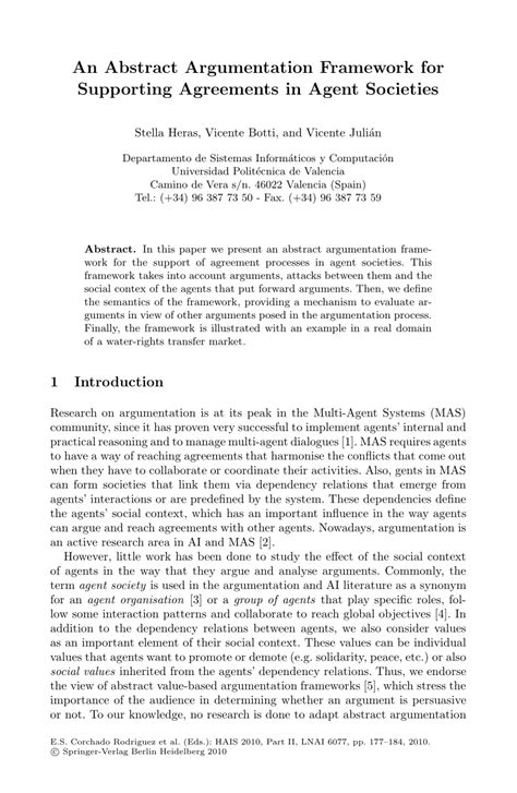 Pdf An Abstract Argumentation Framework For Supporting Agreements In Agent Societies