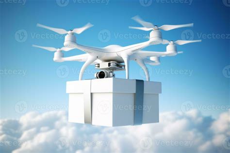 White Quadcopter Drone Carrying Package Generative Ai 32489954 Stock