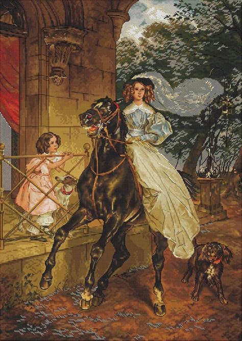 Всадница Вышивание крестом Графические узоры Картины