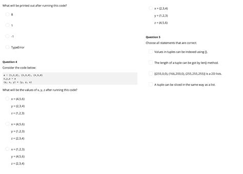 Solved Question 1 1 Is A Tuple True False Question 2