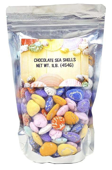 Sunflower Food Company Candy Coated Chocolate Seashells 1 Pound Bag Sea Shell
