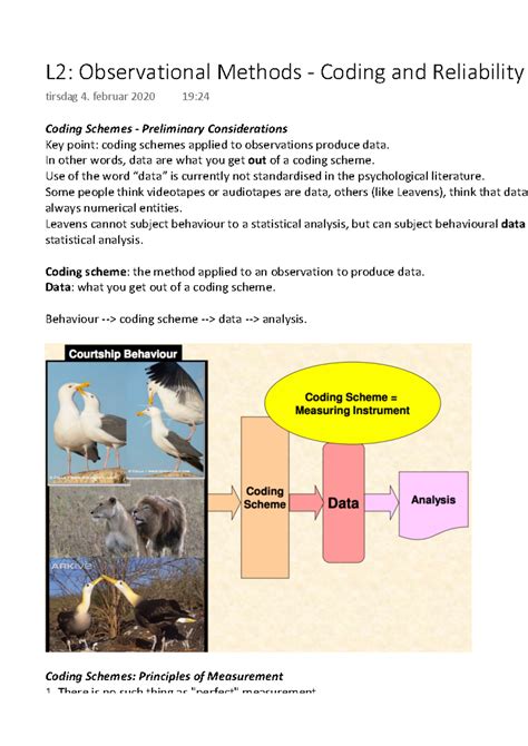 L2 Observational Methods Coding And Reliability Coding Schemes
