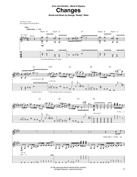 Changes By Jimi Hendrix Guitar Tab Guitar Instructor