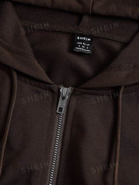 Shein Icon Cut Out Drop Shoulder Zip Up Crop Hoodie Shein Uk