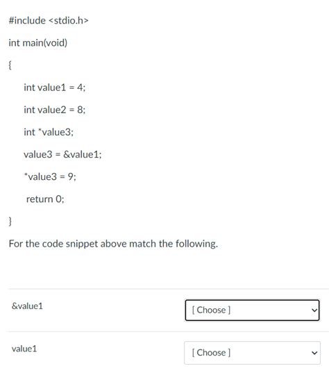 Solved Include Int Main Void Int Value1 4 Int Value2 Chegg Com