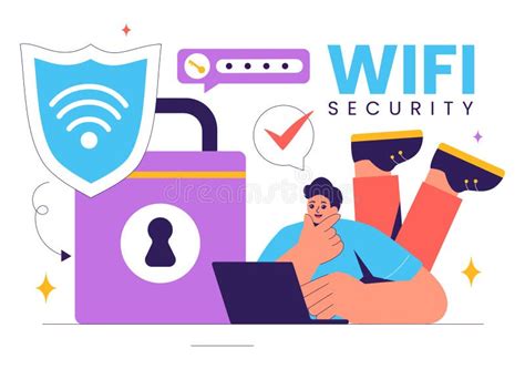 Wifi Security Vector Illustration With Wireless Technology Devices For Internet Connection