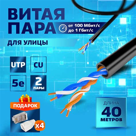 Внешний интернет кабель (витая пара) TWIST 40 метров уличный для ...