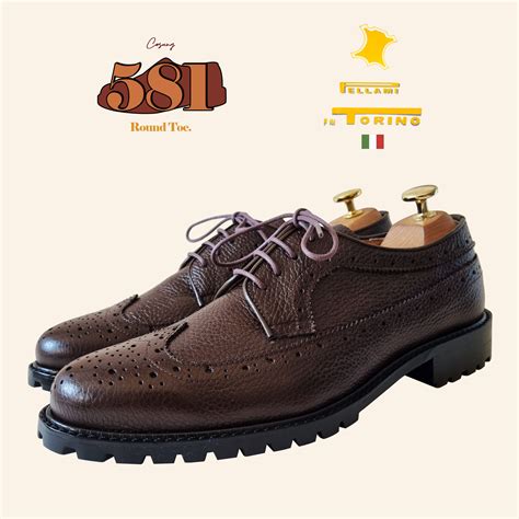 윙팁 슈렁큰 더비슈즈 C370fl 브라운 이태리 소가죽 코상