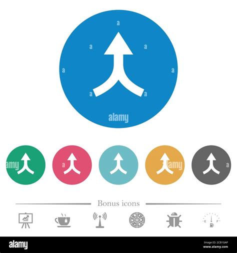 Merge Arrows Up Flat White Icons On Round Color Backgrounds 6 Bonus Icons Included Stock Vector