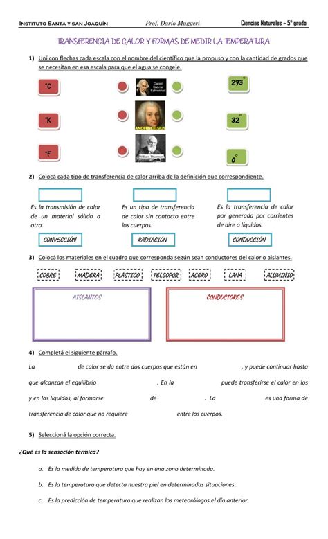 Actividades Sobre El Calor Worksheet