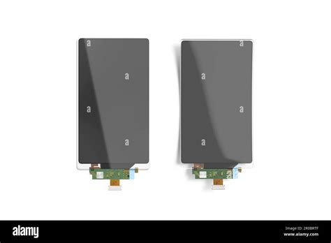 Blank Black Flat And Curved Rectangular Display Mockup Top View Stock