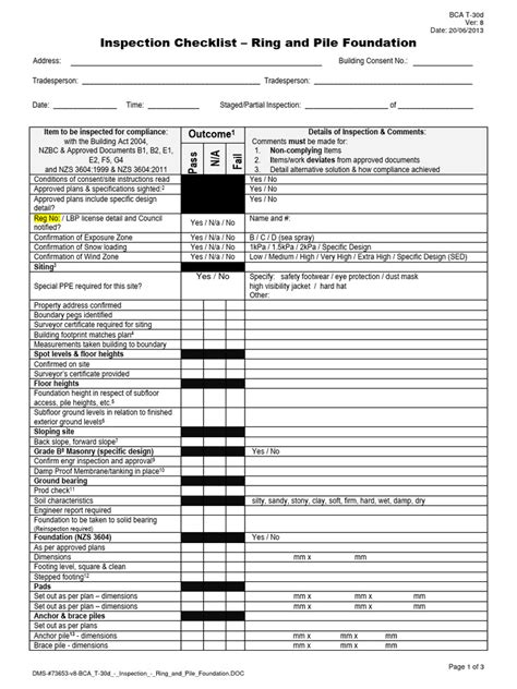 17 Residential Ring And Pile Foundation Inspection Checklist Pdf Deep Foundation