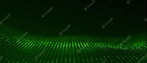 Premium Vector Abstract Green Particle Background Flow Wave With Dot