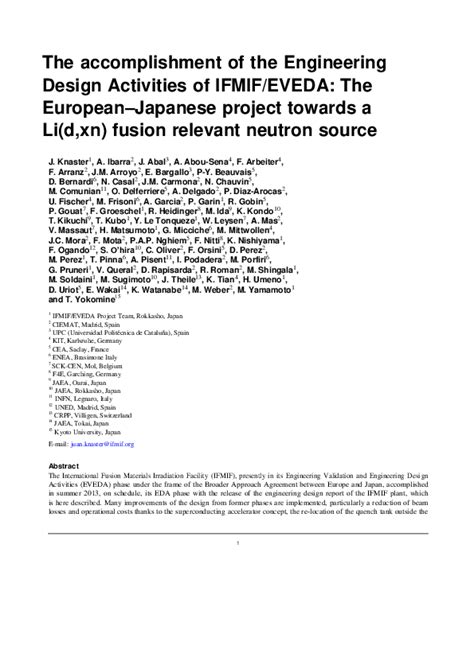 Pdf The Accomplishment Of The Engineering Design Activities Of Ifmif Eveda The European