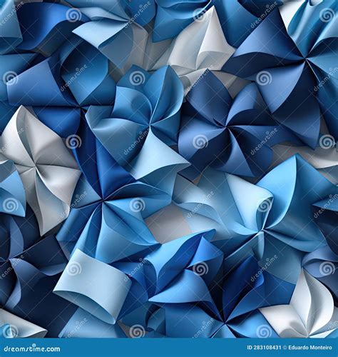 Blue Paper Folds With Radiant Clusters And Multidimensional Shading Tiled Stock Illustration