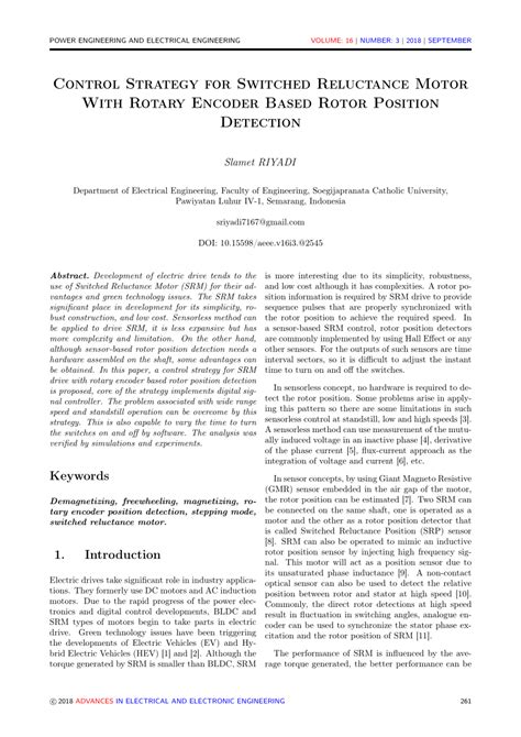 Pdf Control Strategy For Switched Reluctance Motor With Rotary Encoder Based Rotor Position