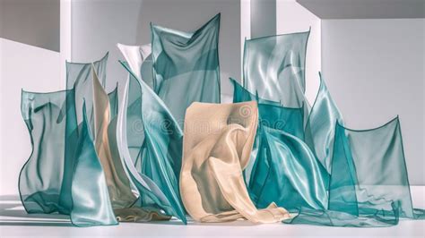 Translucent Thin Fabric Fluttering In The Wind Abstract Wavy