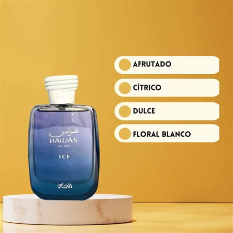 Rasasi Hawas Ice 100ml Perfume Masculino Cítrico Y Fresco Con Notas
