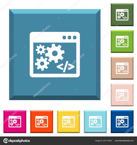 Application Programming Interface White Icons Edged Square Buttons