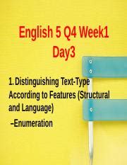 English Q W Day Enumeration Pptx English Q Week Day Distinguishing Text Type