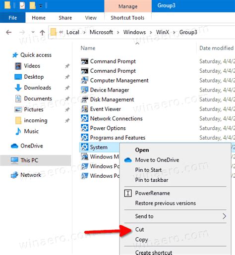 re arrange or delete win x menu commands in windows 10