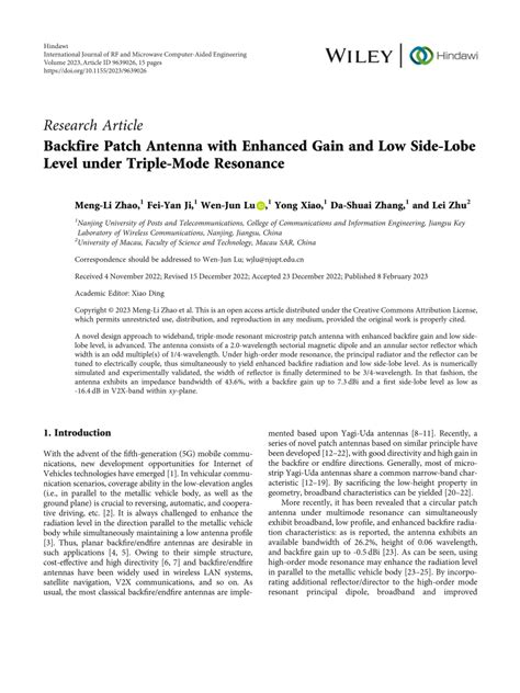 Pdf Backfire Patch Antenna With Enhanced Gain And Low Side Lobe Level