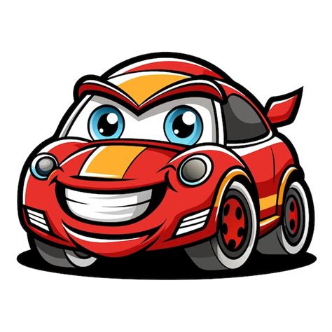 Cartoon Happy Car Smiling Premium Ai Generated Vector
