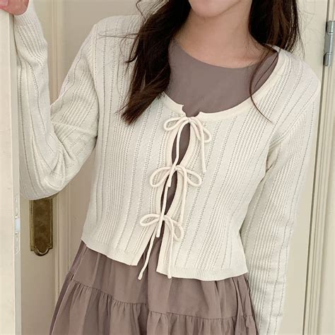 아더먼데이 💖주문폭주러블리코디 쓰리리본 볼레로 크롭가디건