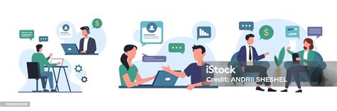 구직자를 인터뷰하는 Hr 관리자의 컬러 만화 캐릭터 세트 취업 면접에 대한 스톡 벡터 아트 및 기타 이미지 취업 면접 인터넷 객실 있음 Istock