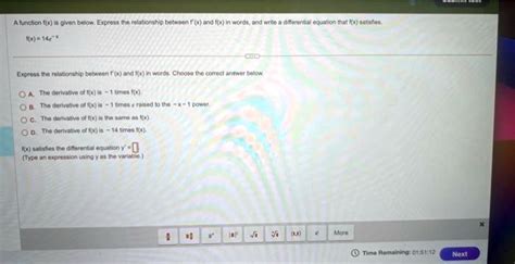 Texts A Function T Is Given Below Express The Relationship Between F And Fx In Words And Write A