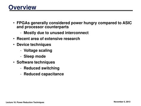 Ppt Ece 636 Reconfigurable Computing Lecture 16 Power Reductions