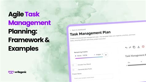 Agile Task Management Planning Framework And Examples